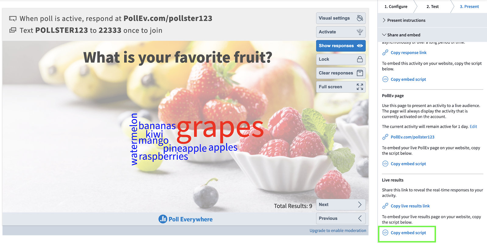 Embed an activity – Poll Everywhere