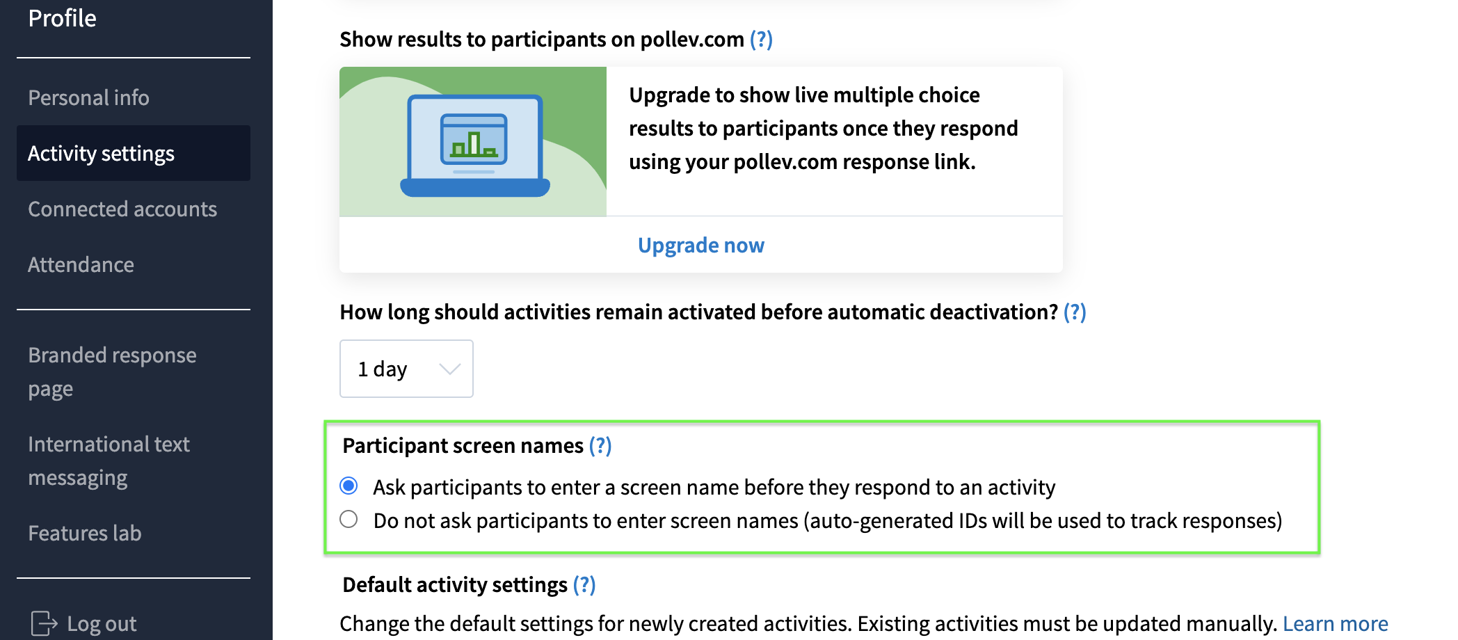 Participant screen names – Poll Everywhere