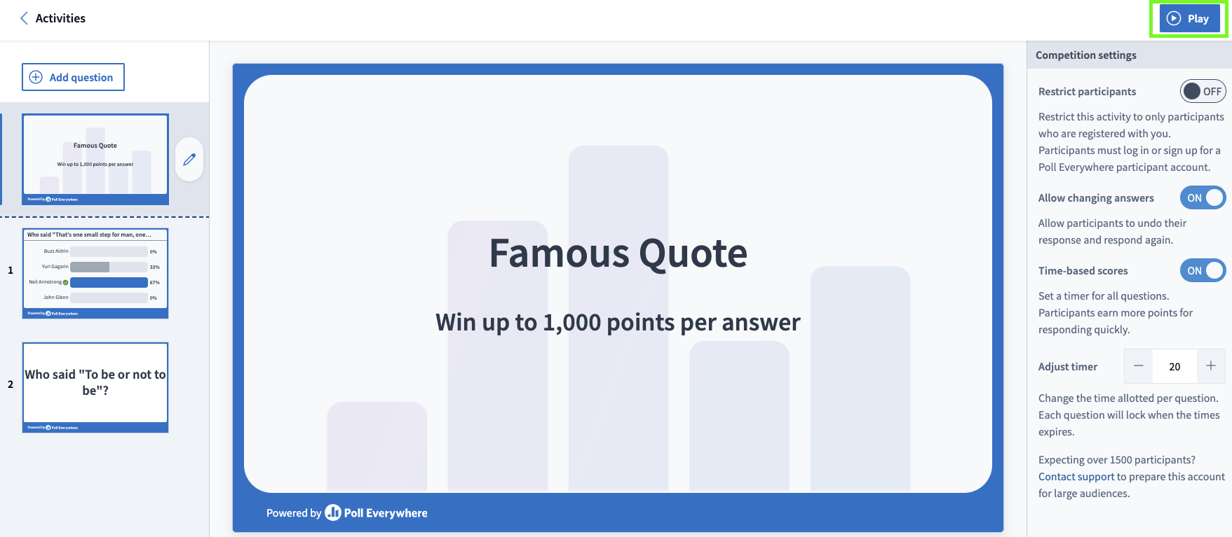 Presenting Competitions – Poll Everywhere