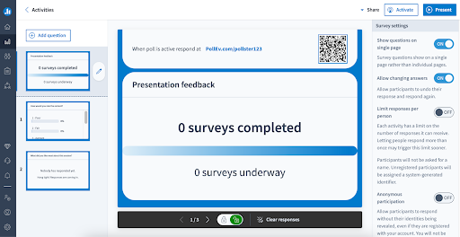 Activity page – Poll Everywhere