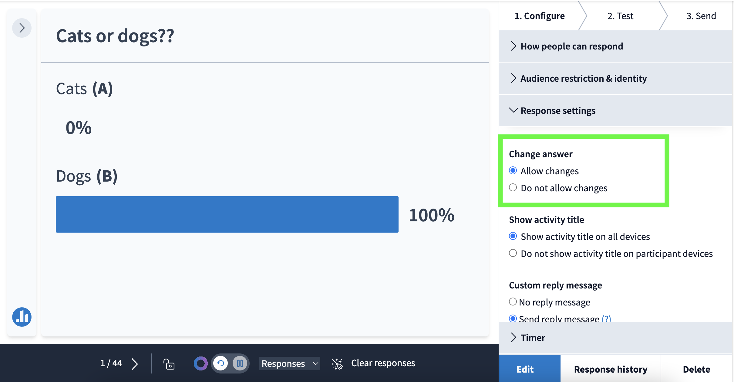 Change answer – Poll Everywhere